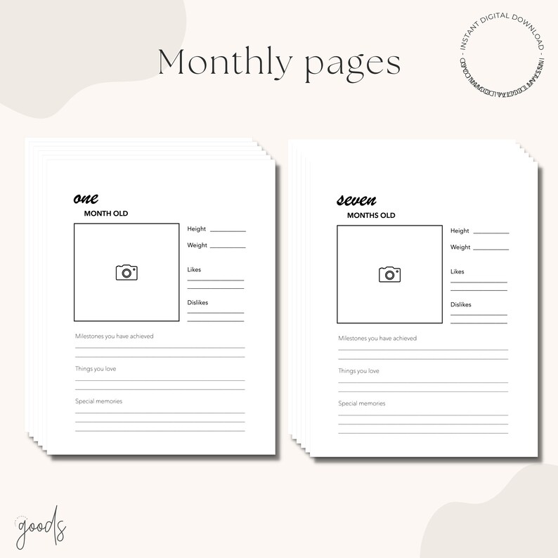 Printable Baby Journal, Pregnancy Journal, Baby Book, Baby Milestones ...