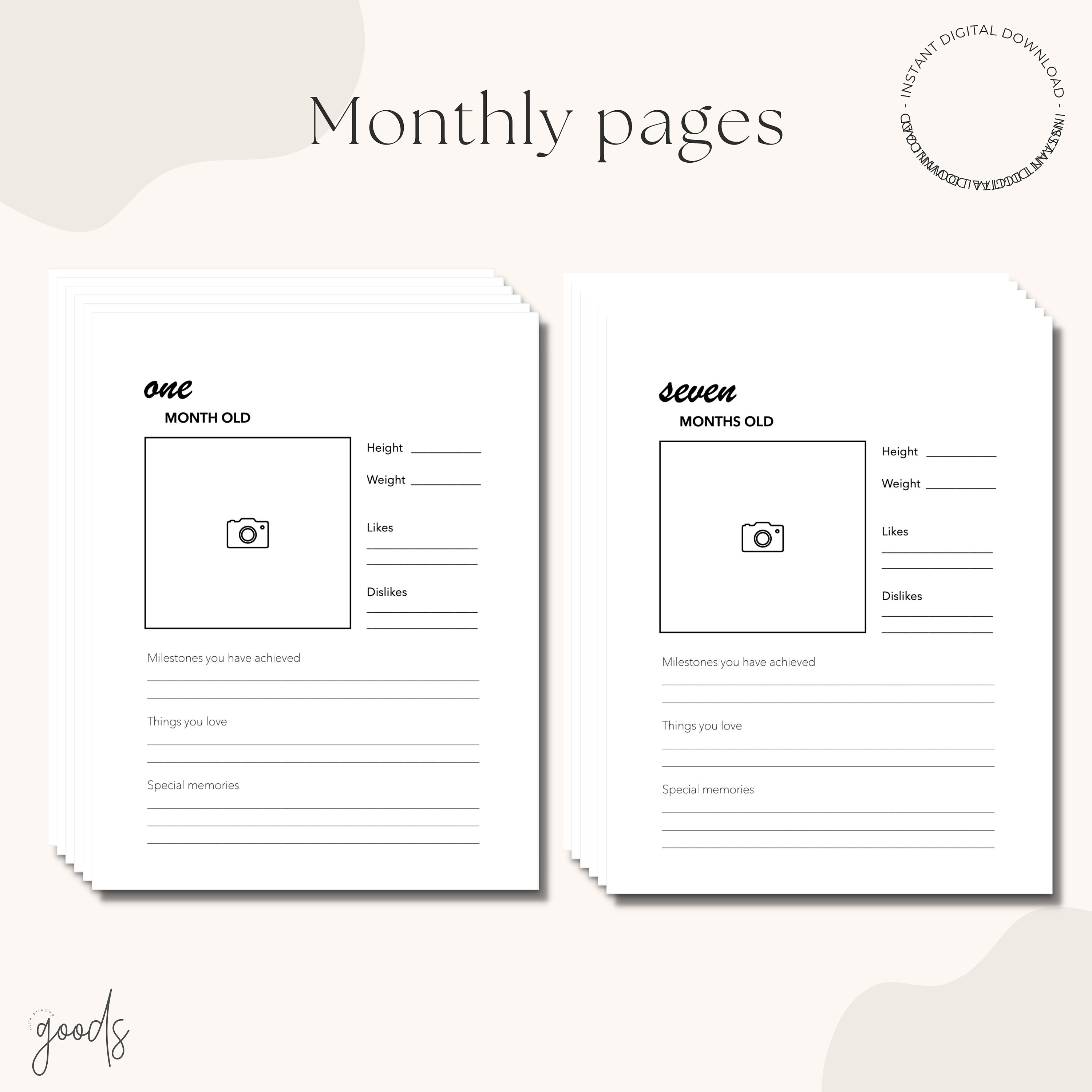 Printable Baby Journal, Pregnancy Journal, Baby Book, Baby Milestones ...