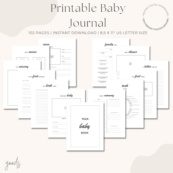 Printable Baby Journal Pregnancy Journal Baby Book Baby - Etsy