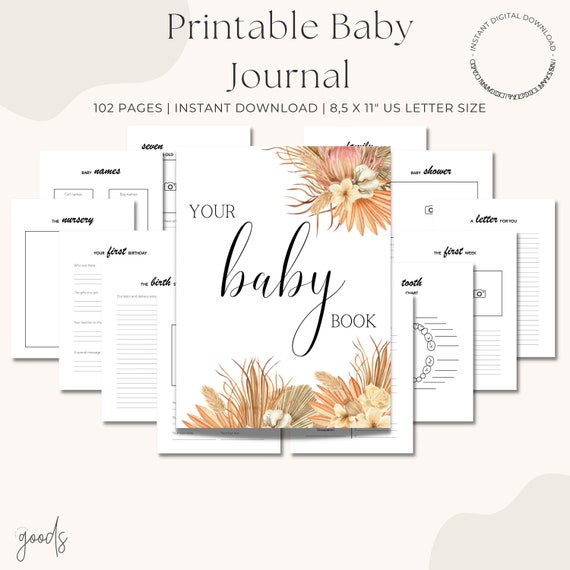 Printable Baby Journal Pregnancy Journal Baby Book Baby - Etsy
