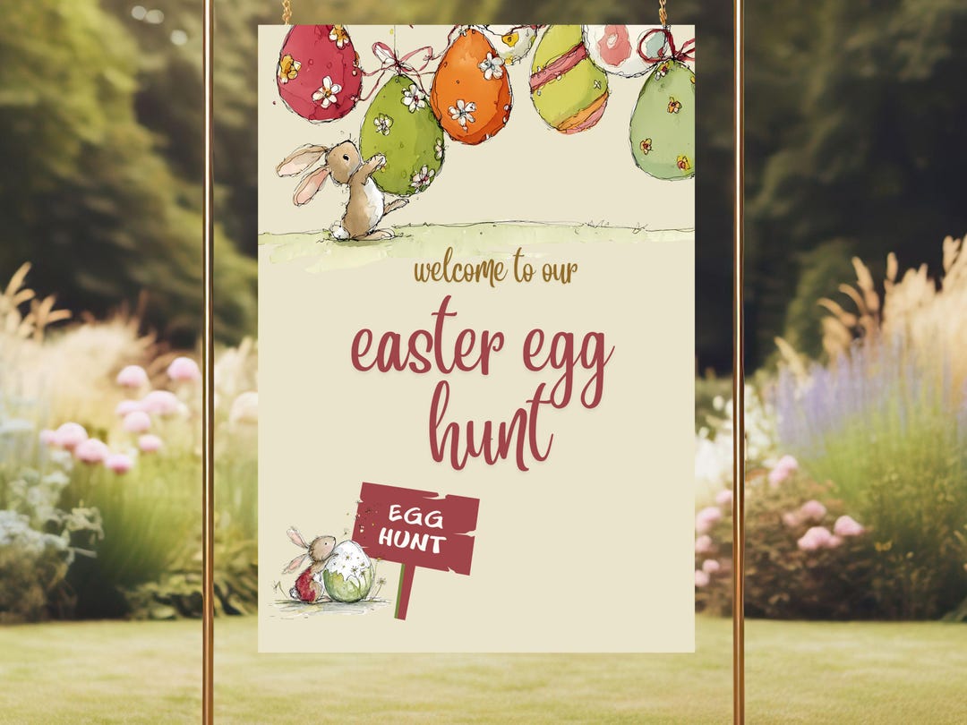 Easter Egg Hunt Welcome Board A1 Size, Printable, Easter Egg Hunt Party ...