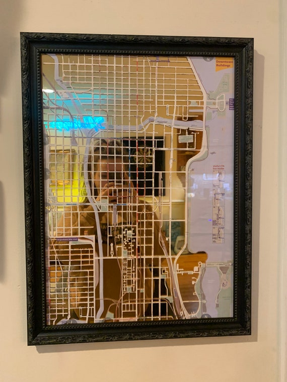 Chicago Mirror Map Gold Mirror | Etsy