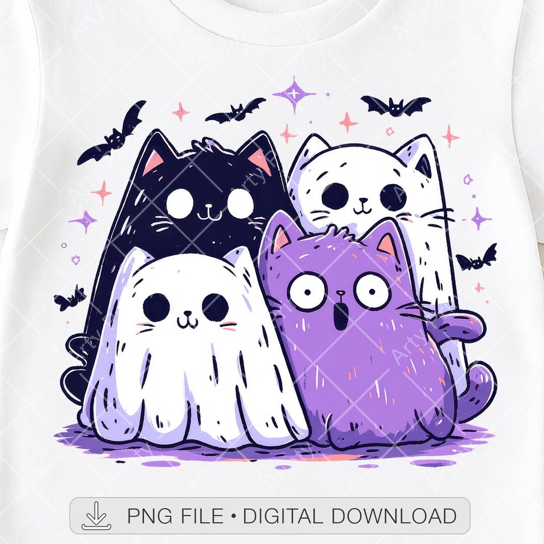Halloween Cat PNG: Ghost Kitty Sublimation Design (digital Download) - Etsy
