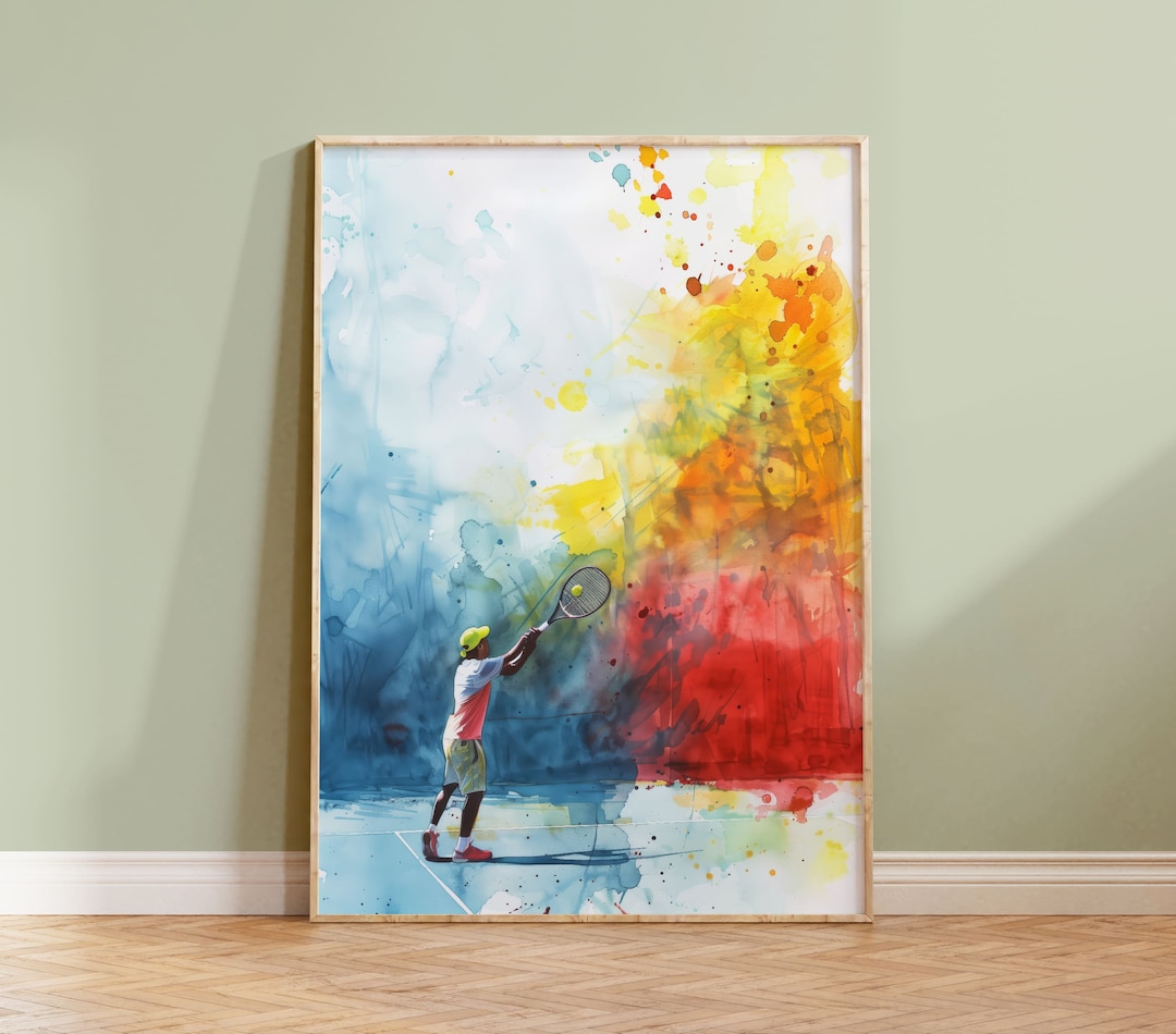 Tennis Player Abstract Art | Watercolor Tennis Player Print | Vibrant ...