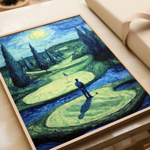 Abstract Golf Course Art Print | Impressionist Golf Landscape | Golfing ...