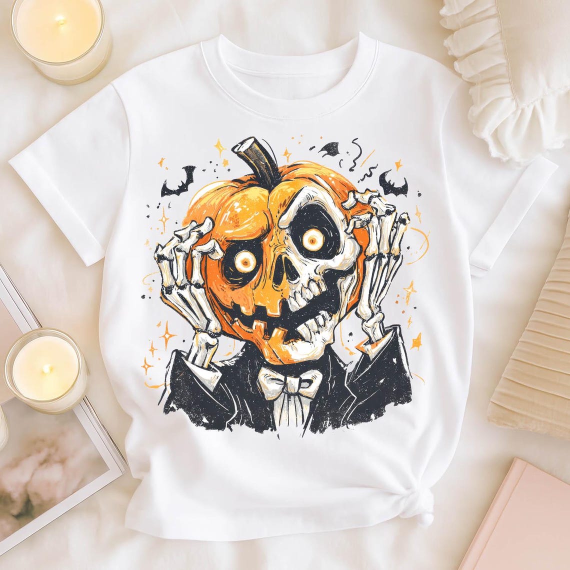 Pumpkin Head Skeleton PNG, Jack O Lantern Skull Sublimation, Creepin It ...
