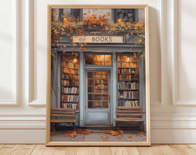 Pink Bookshop Illustration Pink Bookstore Print Bookshop Art Vintage ...