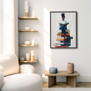 Black Woman Reading Book Art Print | Book Lover Print | African ...
