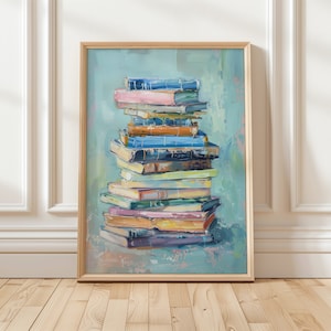 Book Lover Digital Art Print | Colorful Bookshelf Wall Art | Modern ...