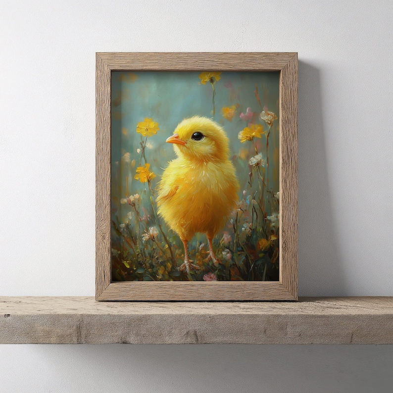 Yellow Chick Wall Art, Cute Farmhouse Decor, Spring Animal Print ...