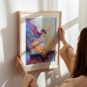 Fantasy Dragon Art Print | Magical Book Adventure | Colorful Digital ...