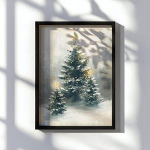 Christmas Tree Print, Winter Holiday Art, Snowy Christmas Decor ...