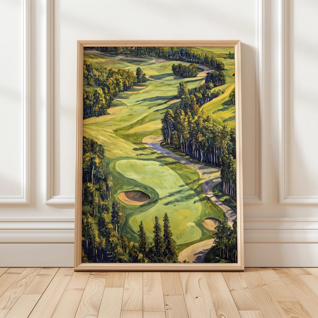 Golf Course Landscape Art Print | Golf Lover Wall Decor | Digital ...