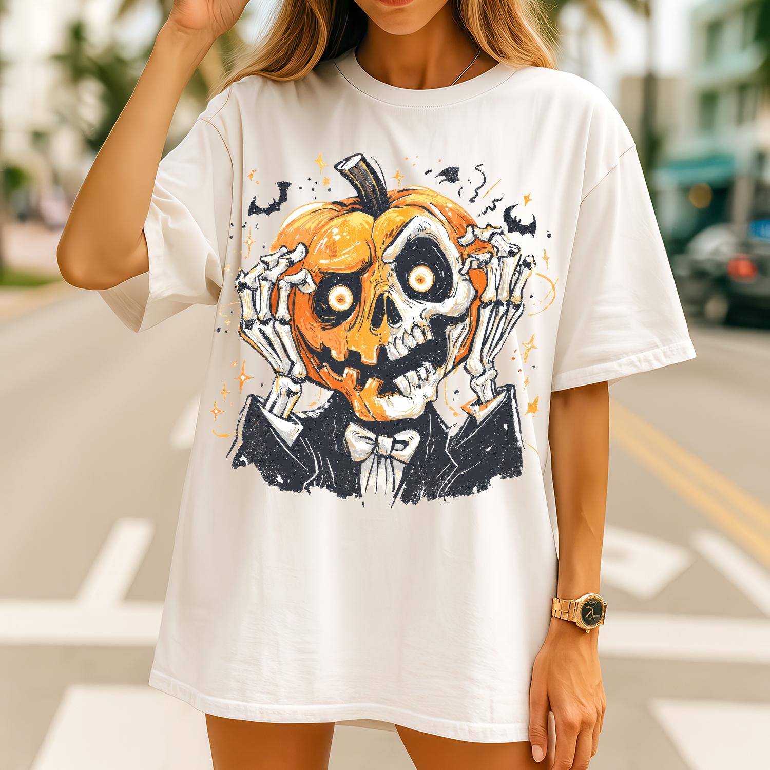 Pumpkin Head Skeleton PNG, Jack O Lantern Skull Sublimation, Creepin It ...