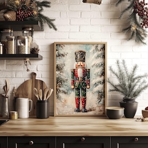 Nutcracker Christmas Art Print, Vintage Holiday Decor, Winter Printable ...