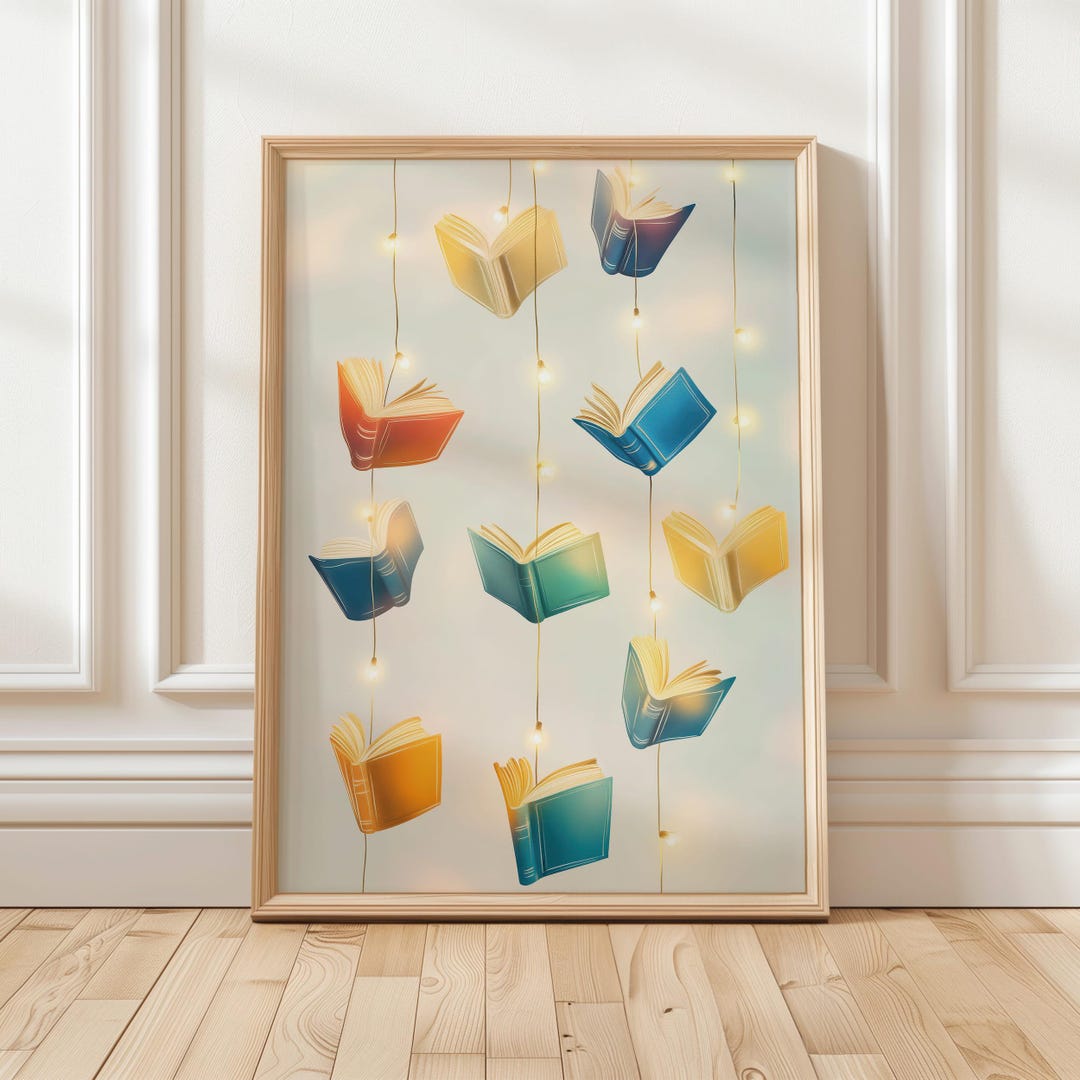 Colorful Book Art Print | Digital Book Lover Wall Decor | Bookish ...