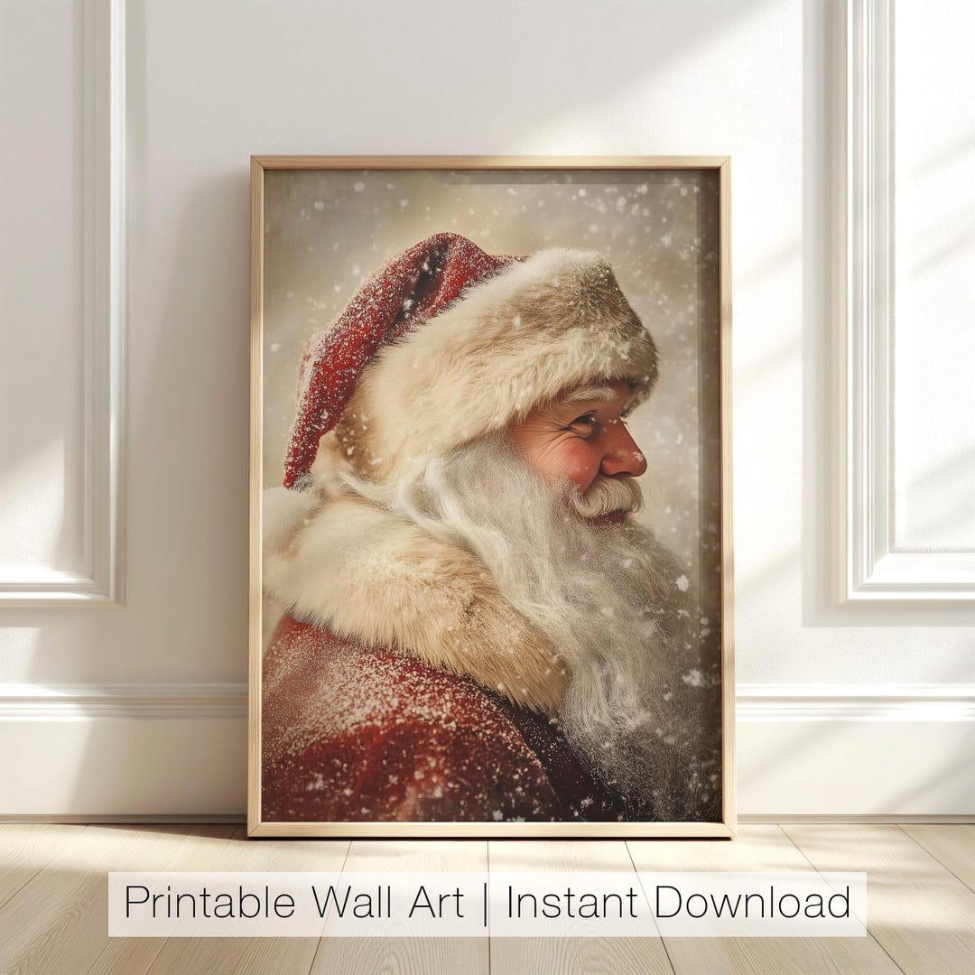 Vintage Santa Claus Wall Art, Winter Christmas Printable, Retro Holiday ...