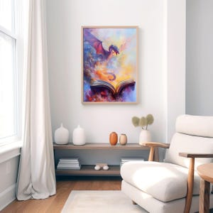 Fantasy Dragon Art Print | Magical Book Adventure | Colorful Digital ...