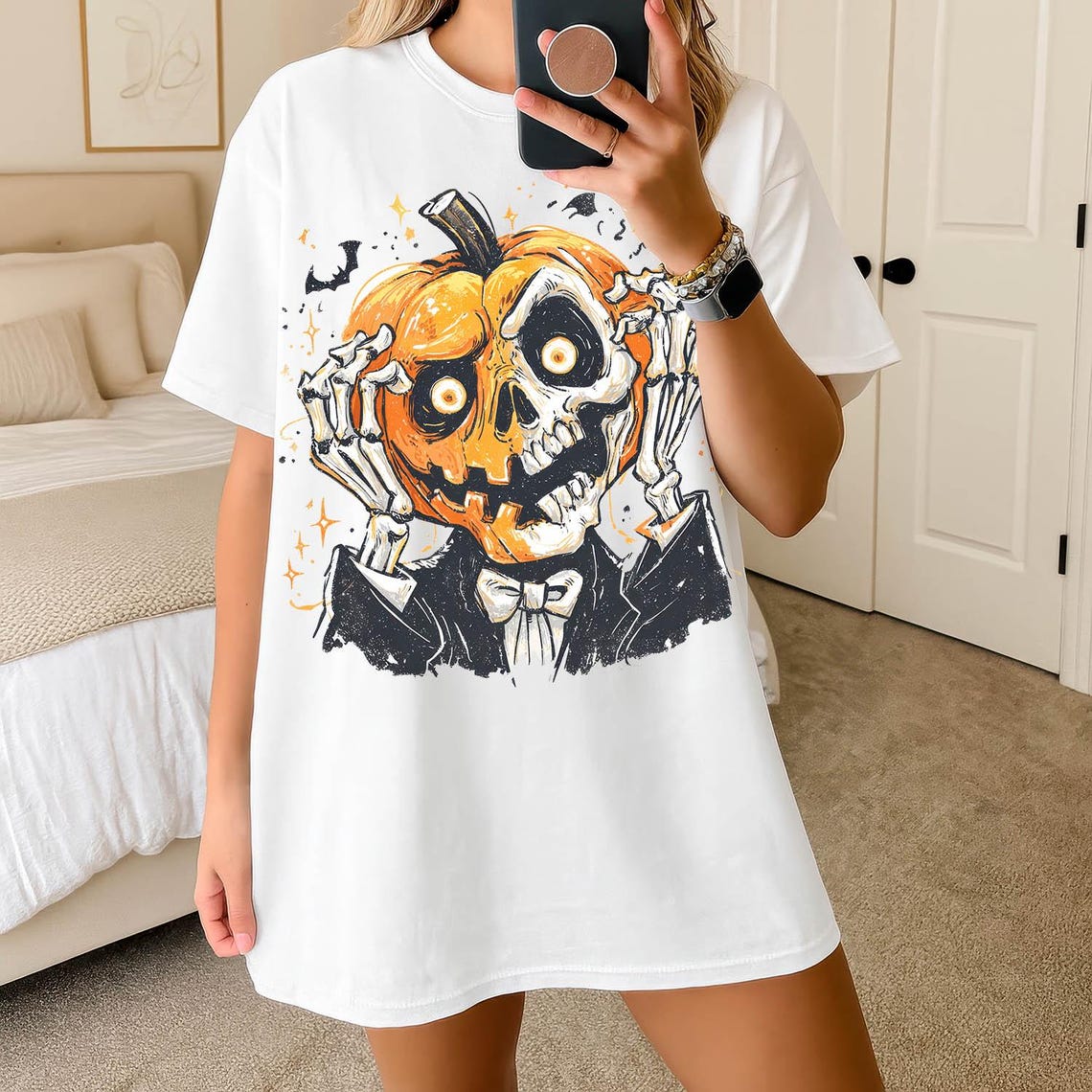 Pumpkin Head Skeleton PNG, Jack O Lantern Skull Sublimation, Creepin It ...