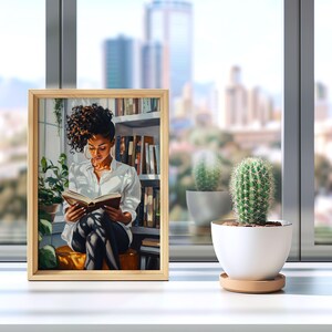 Black Woman Art Print | Reading Art | African American Book Lover Wall ...