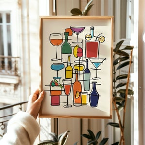 Abstract Cocktail Digital Wall Art | Colorful Drink Print | Modern Bar ...