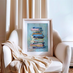 Book Lover Digital Art Print | Colorful Bookshelf Wall Art | Modern ...