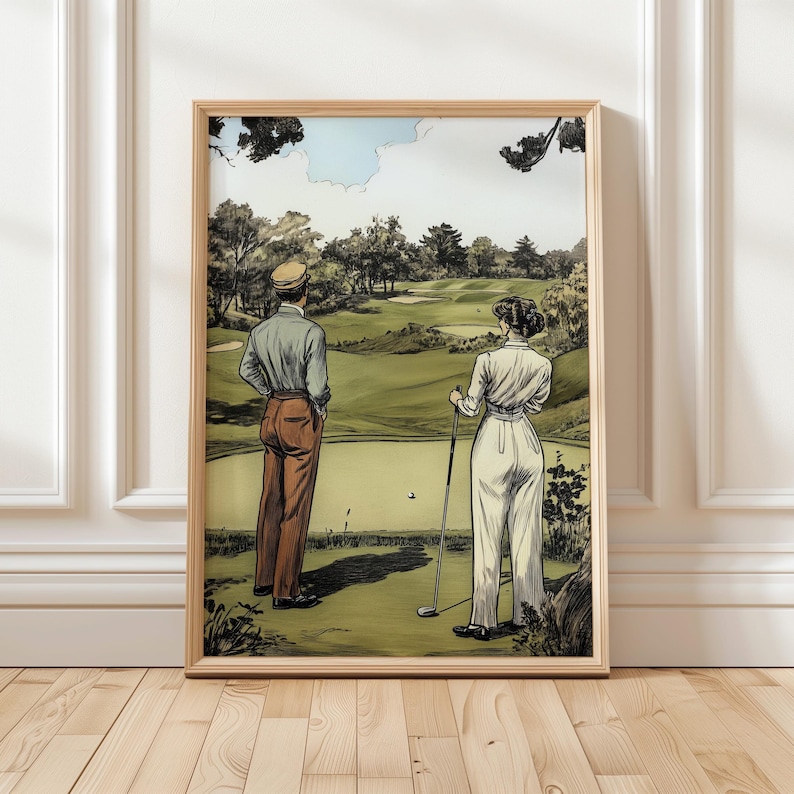 Vintage Golf Art Print | Retro Golf Course Decor | Digital Wall Art for ...