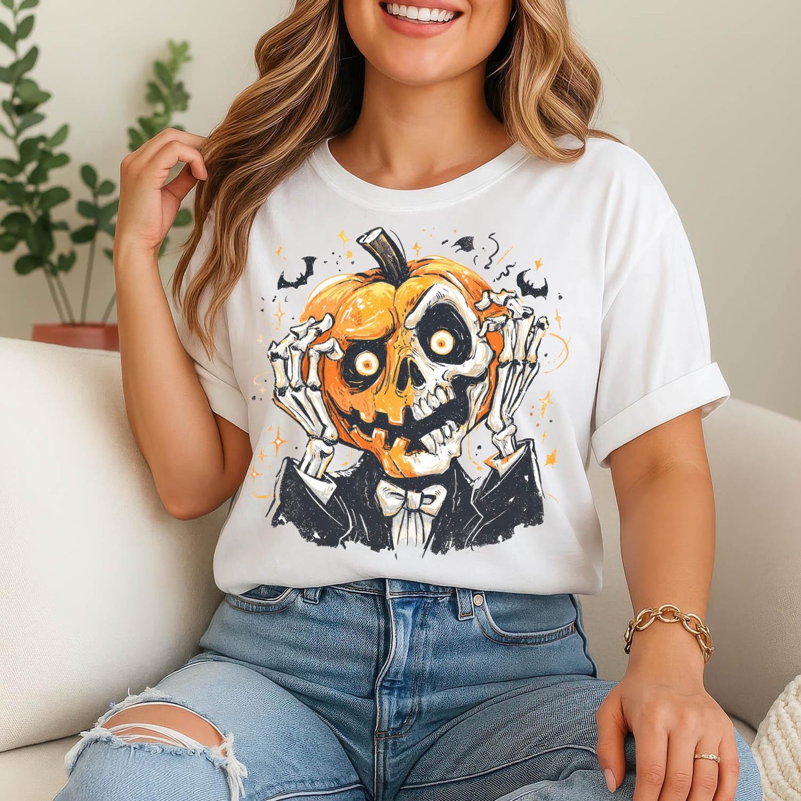 Pumpkin Head Skeleton PNG, Jack O Lantern Skull Sublimation, Creepin It ...