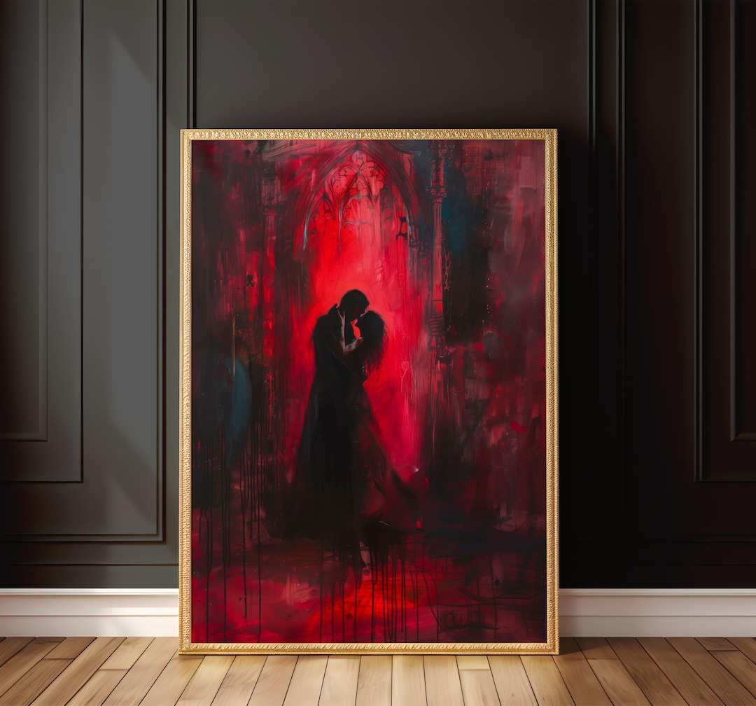 Gothic Romantic Couple Art Print | Dark Passion Wall Art | Silhouette ...