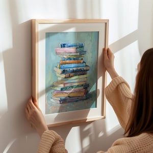 Book Lover Digital Art Print | Colorful Bookshelf Wall Art | Modern ...