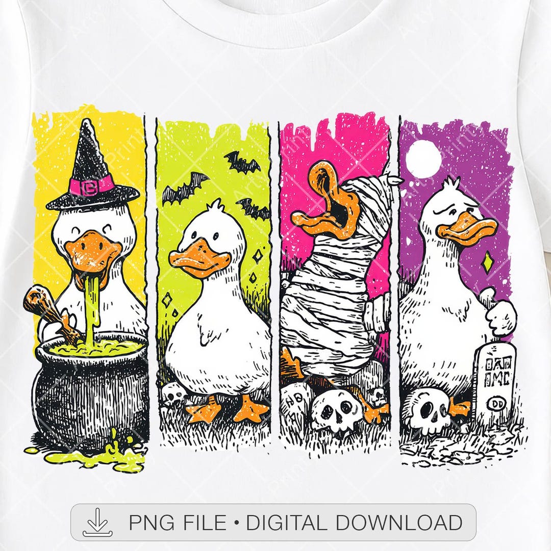 Funny Halloween Duck PNG, Spooky Goose Sublimation, Witch Duck DTF ...