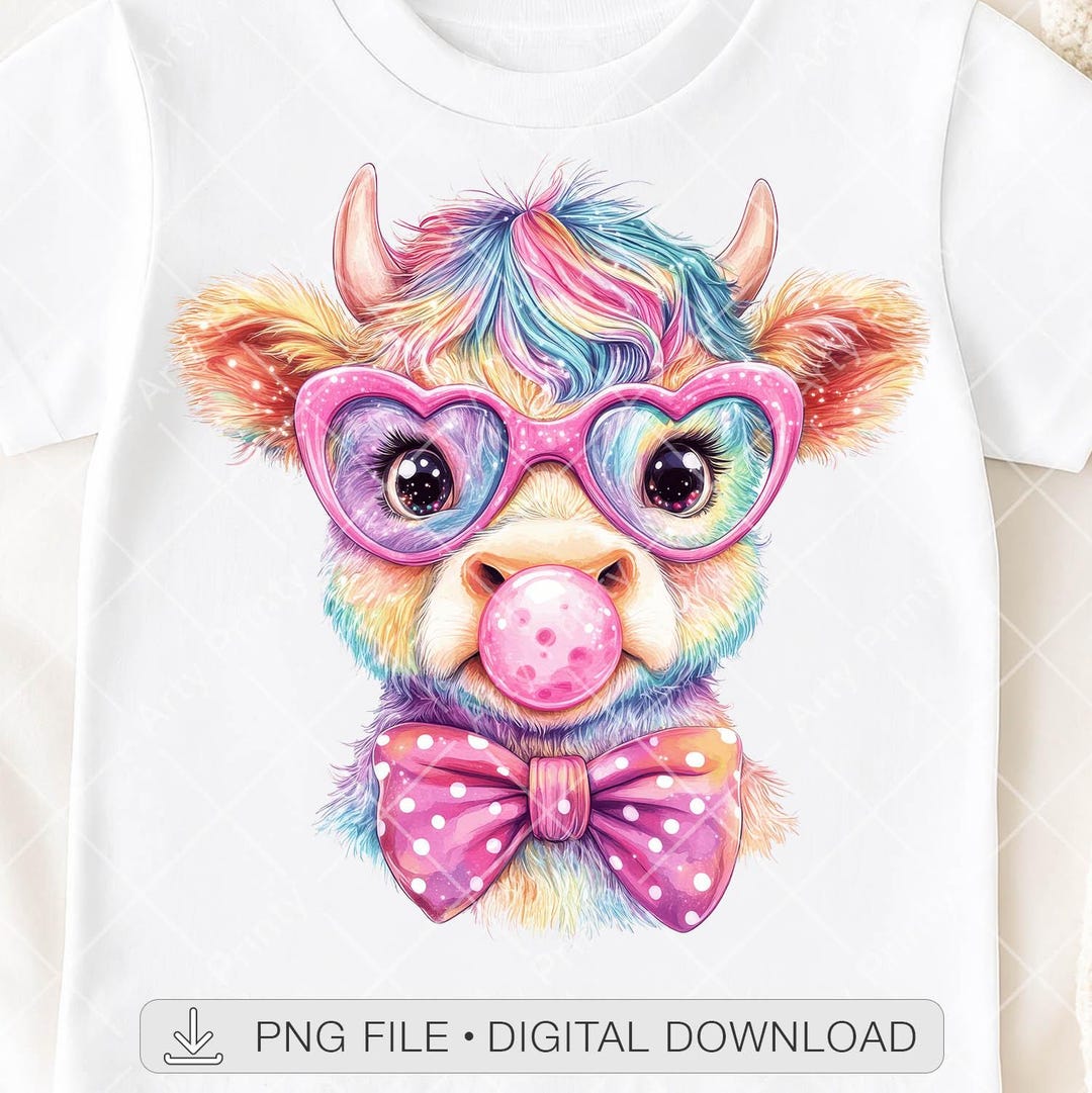 Cute Rainbow Bubble Cow PNG, Funny Kawaii Animal Design, DTF and ...