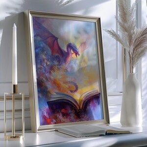 Fantasy Dragon Art Print | Magical Book Adventure | Colorful Digital ...