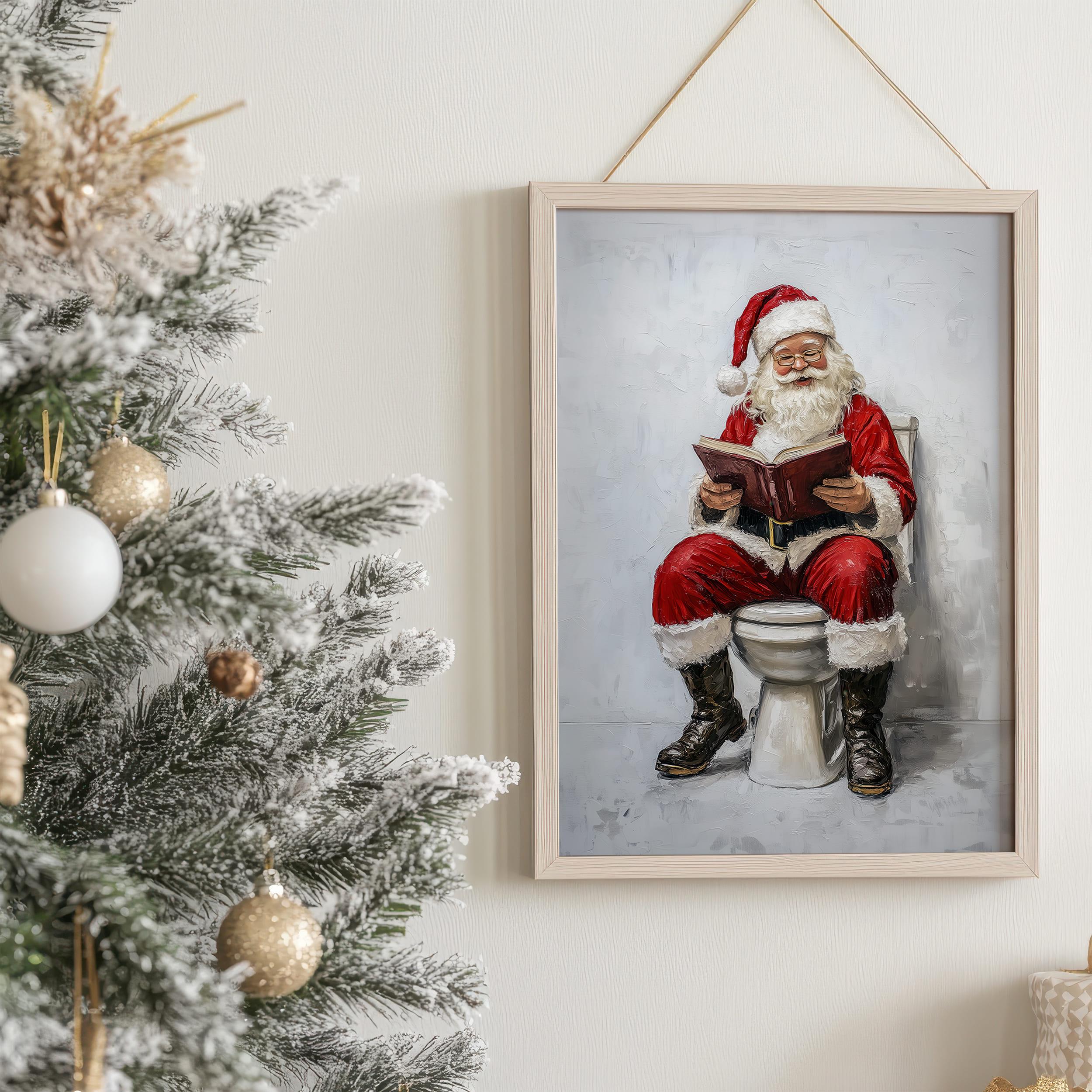 Funny Santa Bathroom Art, Humorous Christmas Printable, Santa Claus ...