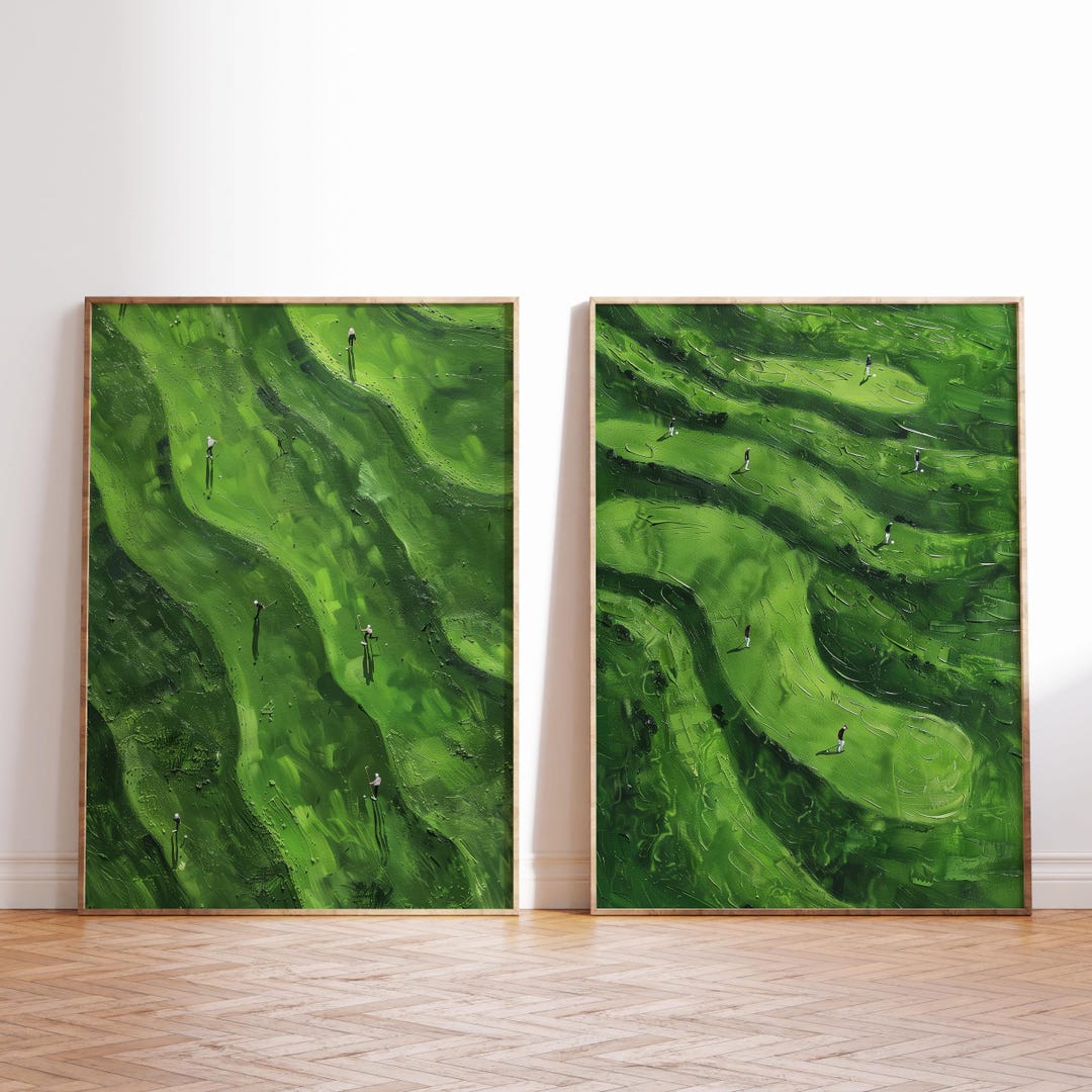 Minimalist Golf Course Art Print | Abstract Green Golf Landscape ...