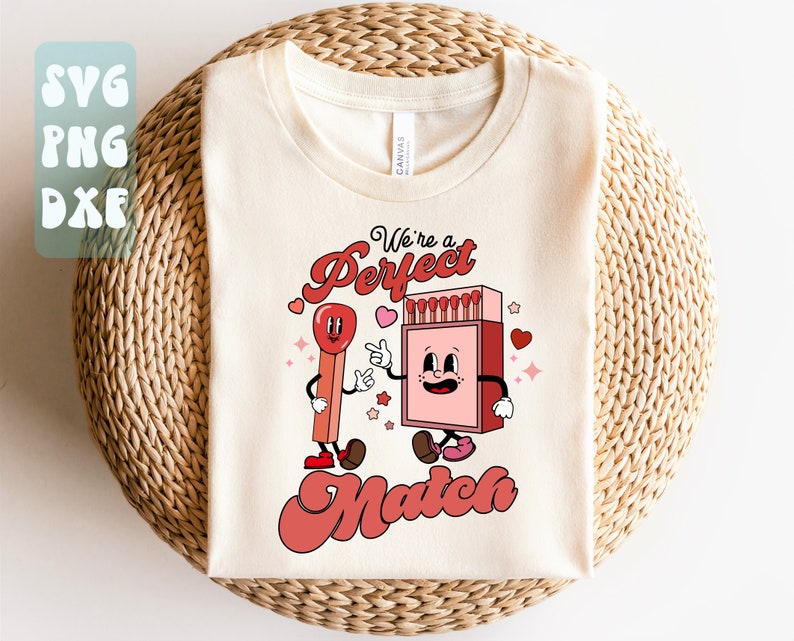 We're a Perfect Match SVG PNG Groovy Valentines Svg - Etsy