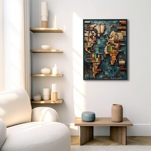 World Map Book Art Print | Literary Adventure Wall Decor | Book Lover ...