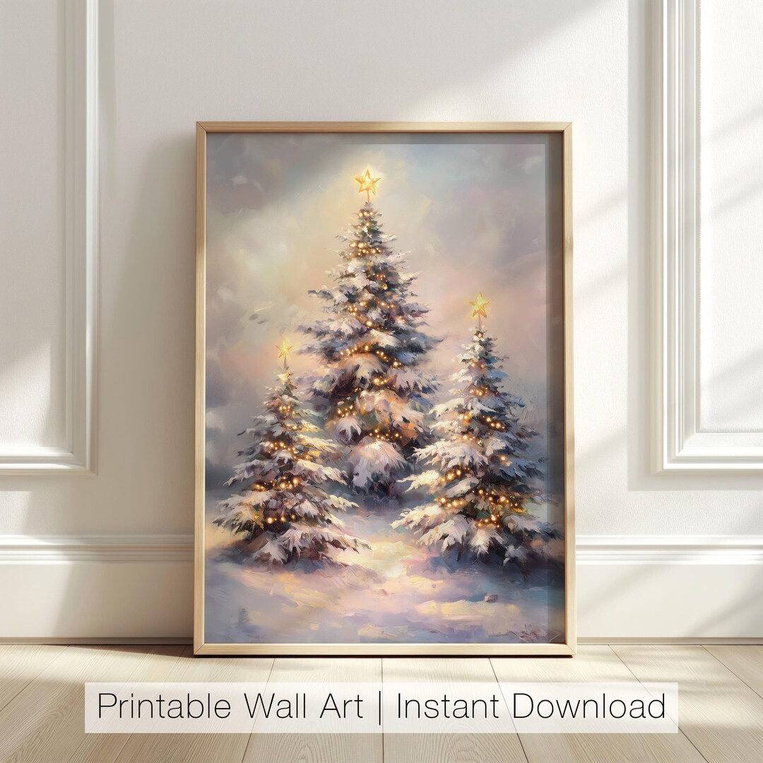 Christmas Tree Printable Art, Winter Holiday Season Wall Decor, Xmas ...