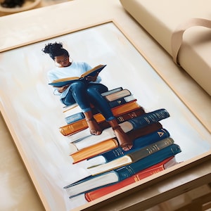 Black Woman Reading Book Art Print | Book Lover Print | African ...