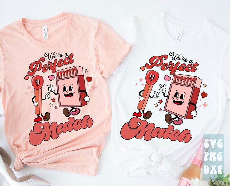 We're a Perfect Match SVG PNG Groovy Valentines Svg - Etsy