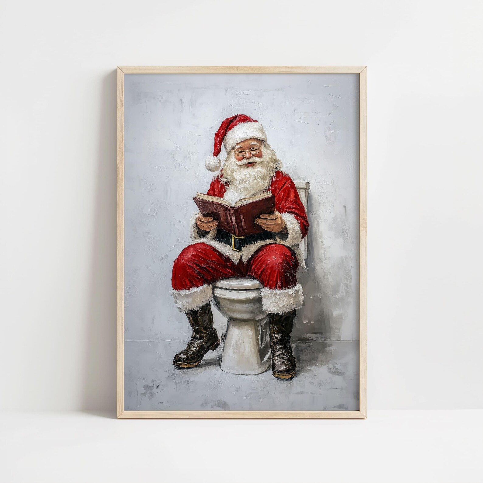 Funny Santa Bathroom Art, Humorous Christmas Printable, Santa Claus ...