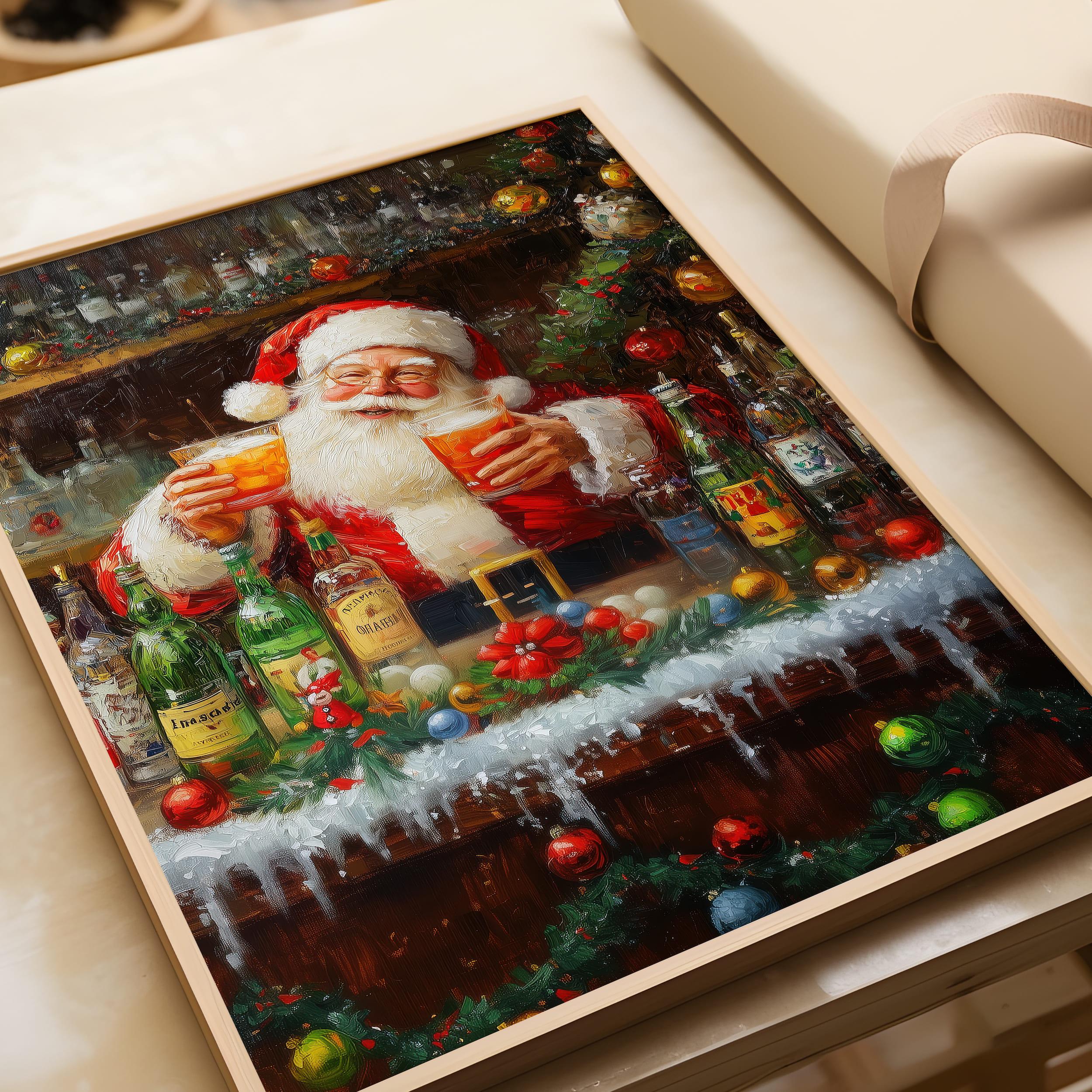 Funny Santa Claus Bar Print: Christmas Holiday Decor (digital Download ...