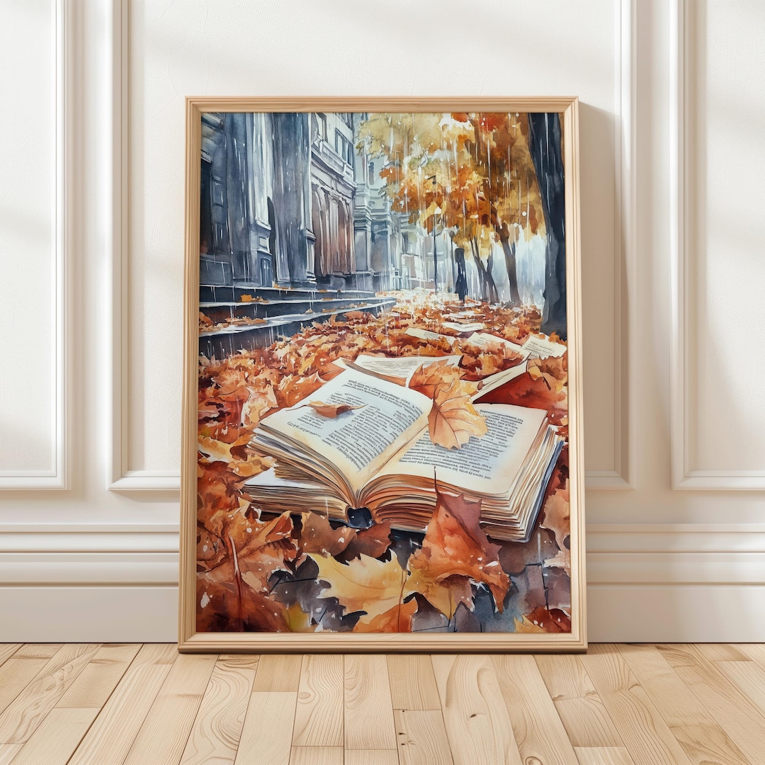 Autumn Book Lover Art Print | Fall Reading Decor | Watercolor Bookish ...