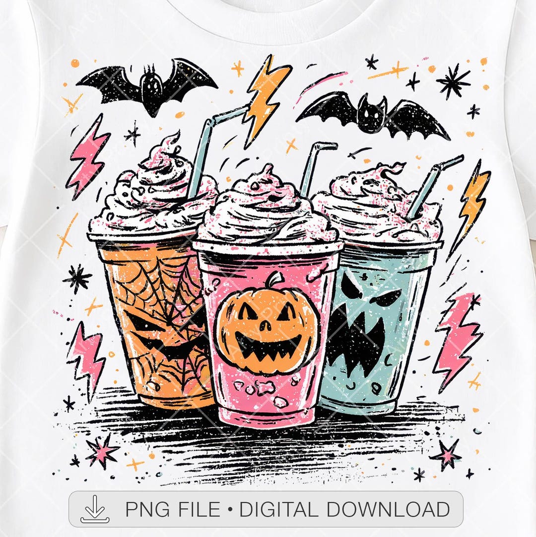 Halloween Coffee PNG, Spooky Latte Halloween Drink PNG, Pumpkin Iced ...