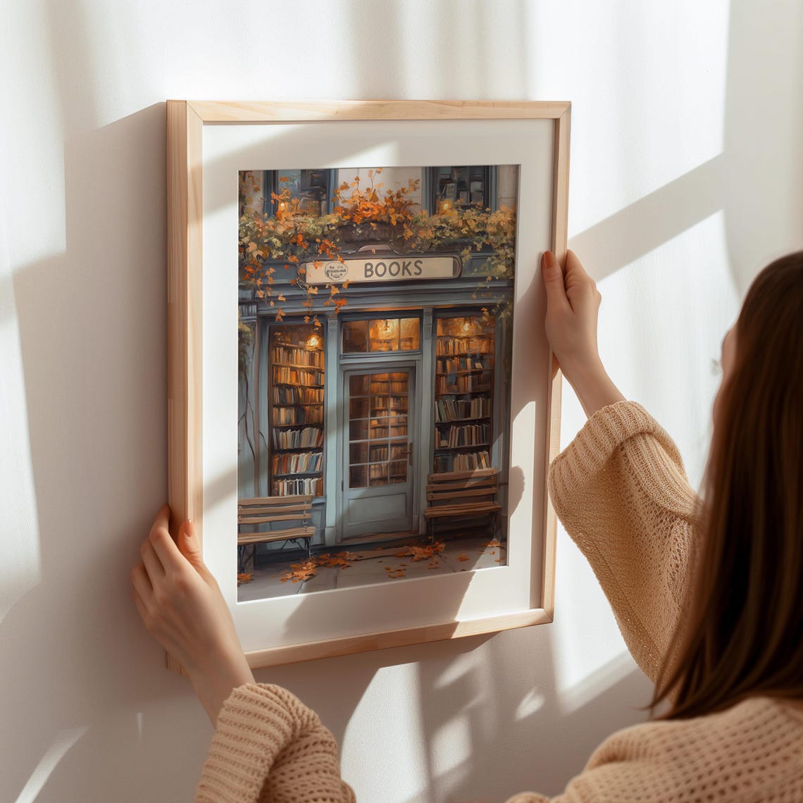 Autumn Bookshop Art Print | Cozy Fall Bookstore Wall Decor | Book Lover ...