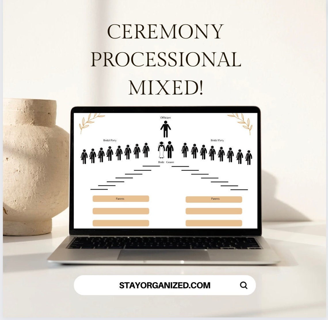 Mixed Bridal Party. Wedding Ceremony Processional Template and Ceremony ...