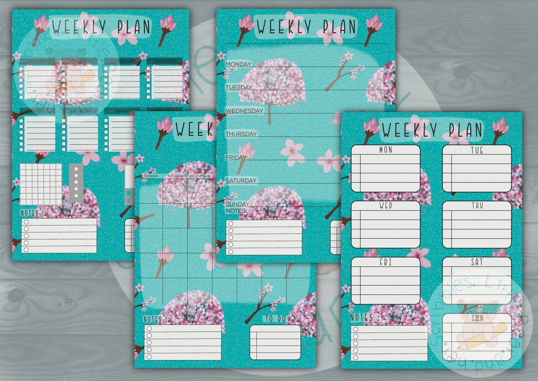 PDF Weekly Planner, Printable and Digital Weekly Planner - Cherry Blossom Sakura Weekly Planners ...