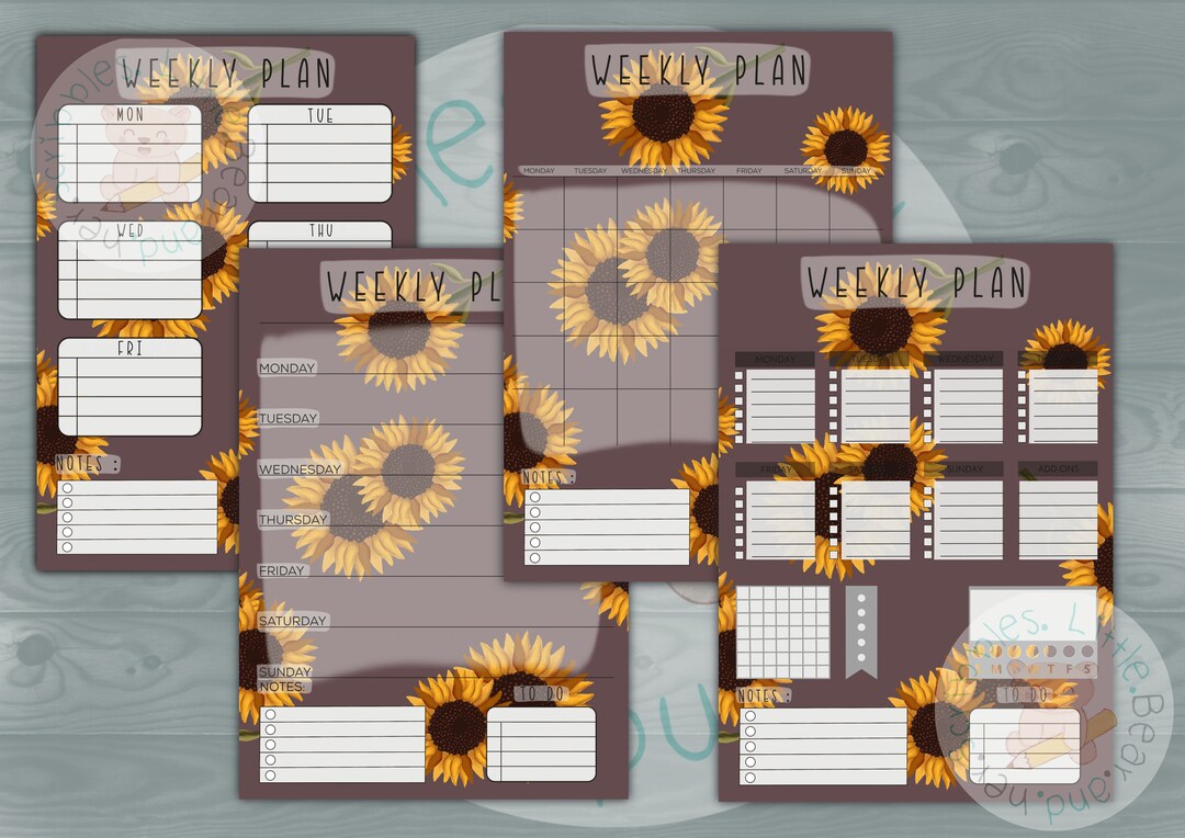 PDF Weekly Planner, Printable and Digital Weekly Planner - Brown ...