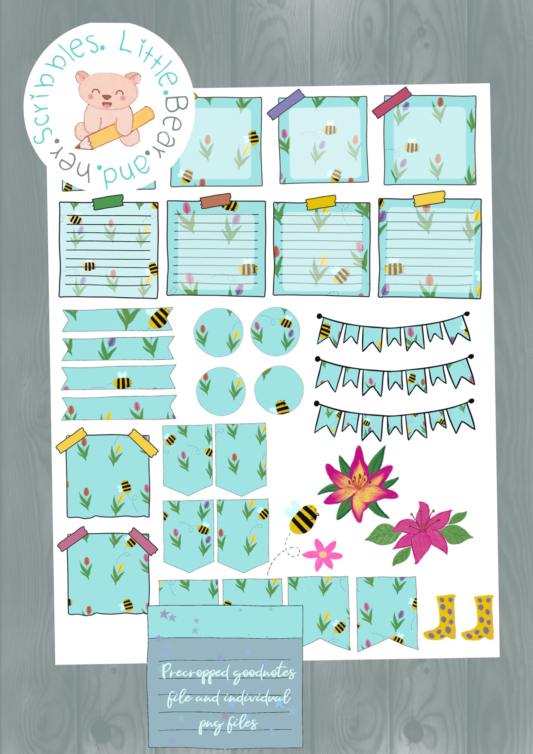 Precropped Spring Digital Stickers - Goodnotes Files and Individual Png ...
