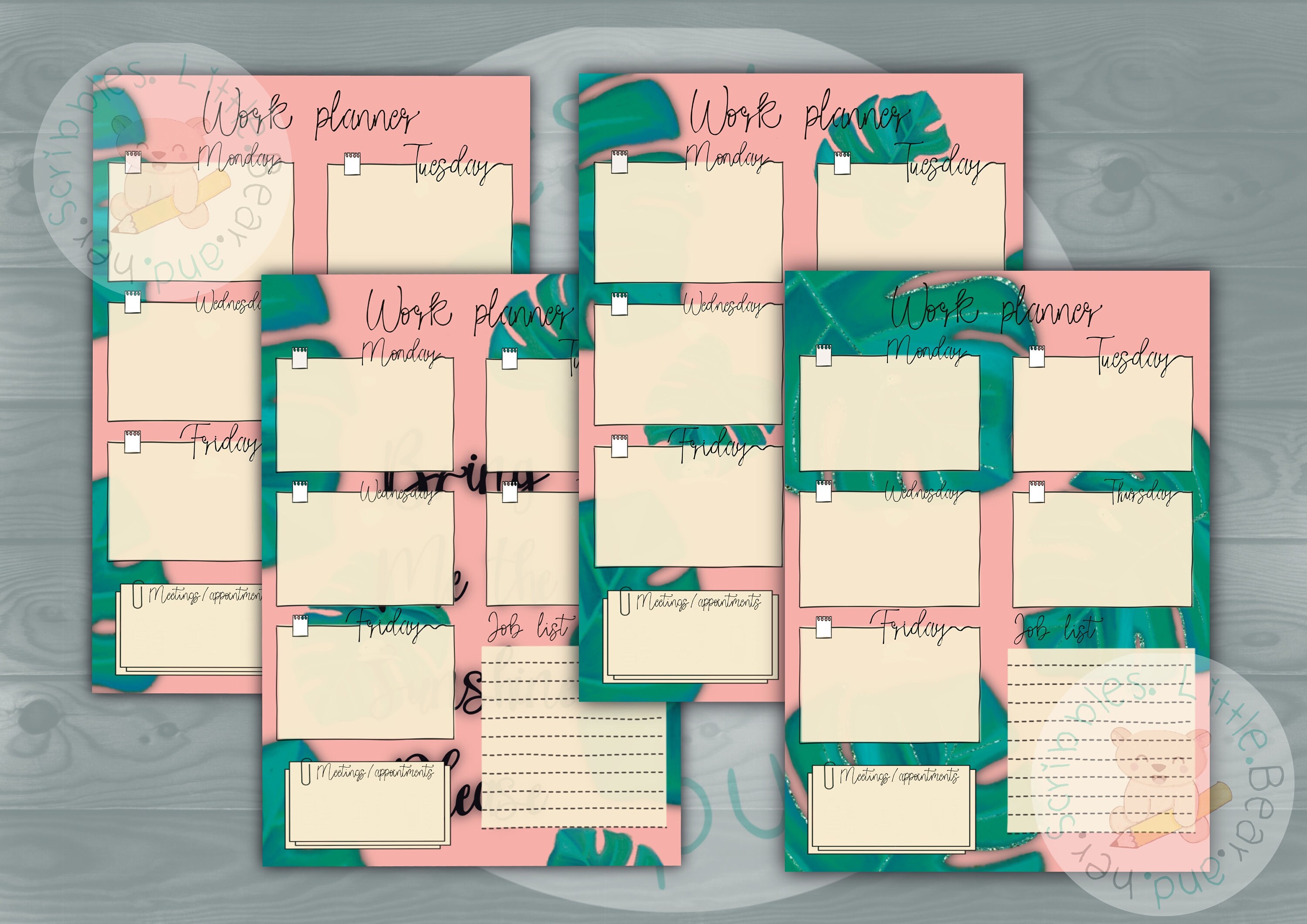 PDF A4 Printable Weekly Work Planner - Tropical Paradise Printable and ...